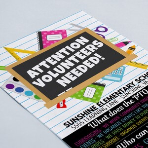 PTO PTA Flyer, Editable Printable Volunteers Needed, Informational Form ...