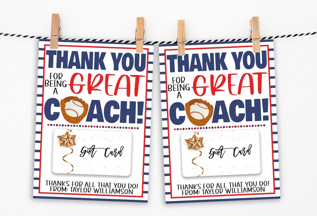 Baseball Coach Gift Card Holder, Thank You for Being A Great Coach ...