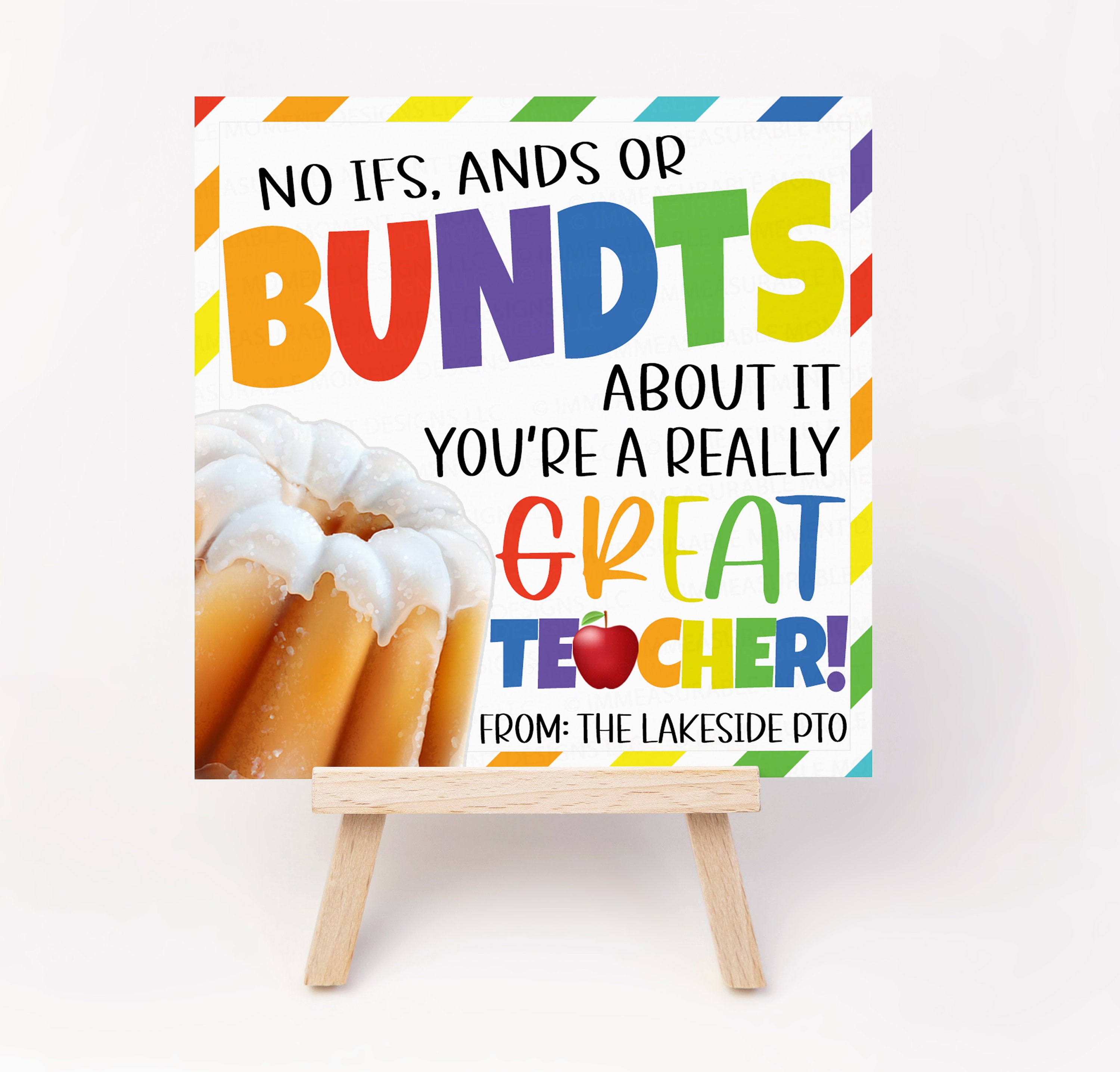 Teacher Appreciation Bundt Cake Gift Tag, No Ifs Ands or Bundts About ...
