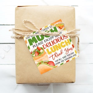 Lunch Appreciation Gift Tag, Appreciated so Much Enjoy Delicious Lunch ...