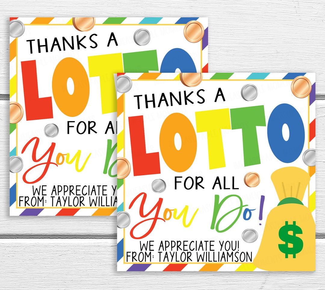 Lottery Gift Tag Scratch off Ticket Thanks A Lotto for All - Etsy