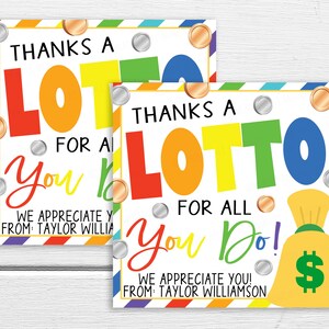 Lottery Gift Tag, Scratch off Ticket, Thanks A Lotto for All You Do ...