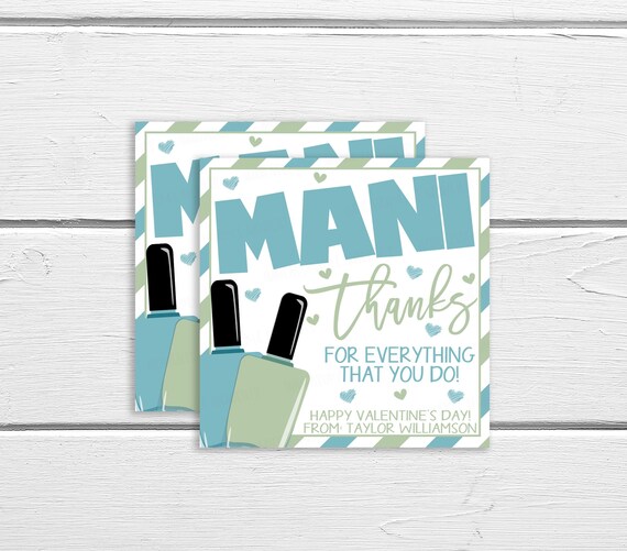Valentine Nail Polish Gift Tags, Editable Mani Pedi Gift Tag, Mani ...