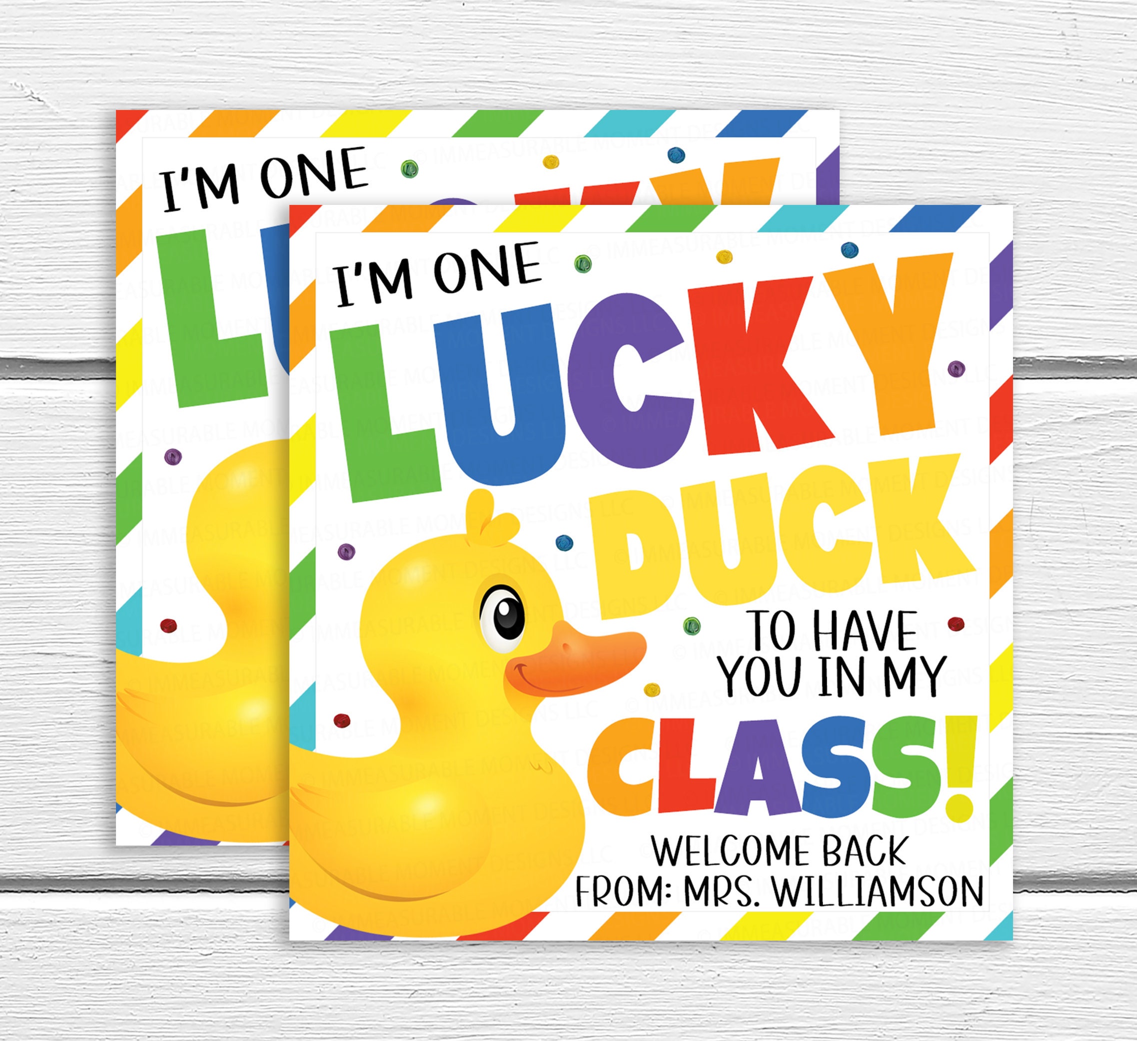 Back to School Rubber Duck Gift Tag, Lucky Duck, Printable Gift for ...
