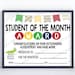 Student of the Month Bookworm Award Certificate. Printable Digital ...