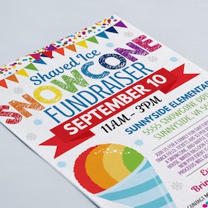 Editable Snowcone Flyer Invitation, Snow Cone PTO PTA School Church ...