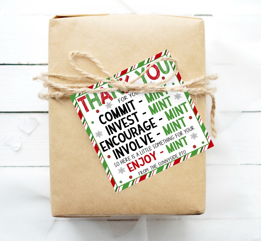 Christmas Mint Thank You Tags, Christmas Thank You Mint Favor Labels ...