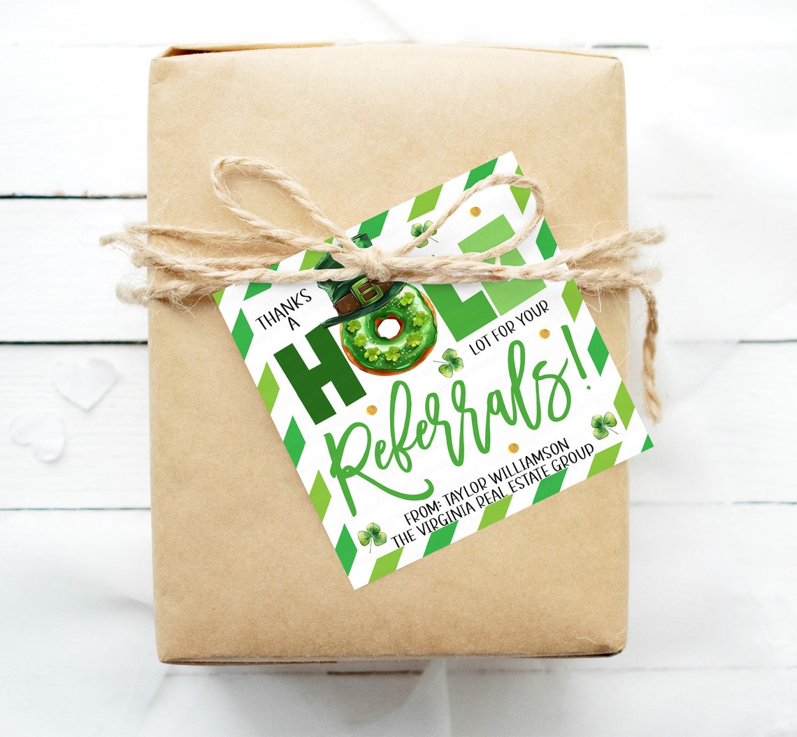 St Patrick's Donut Pop-by Gift Tag, Thanks A Hole Bunch Label, Editable ...