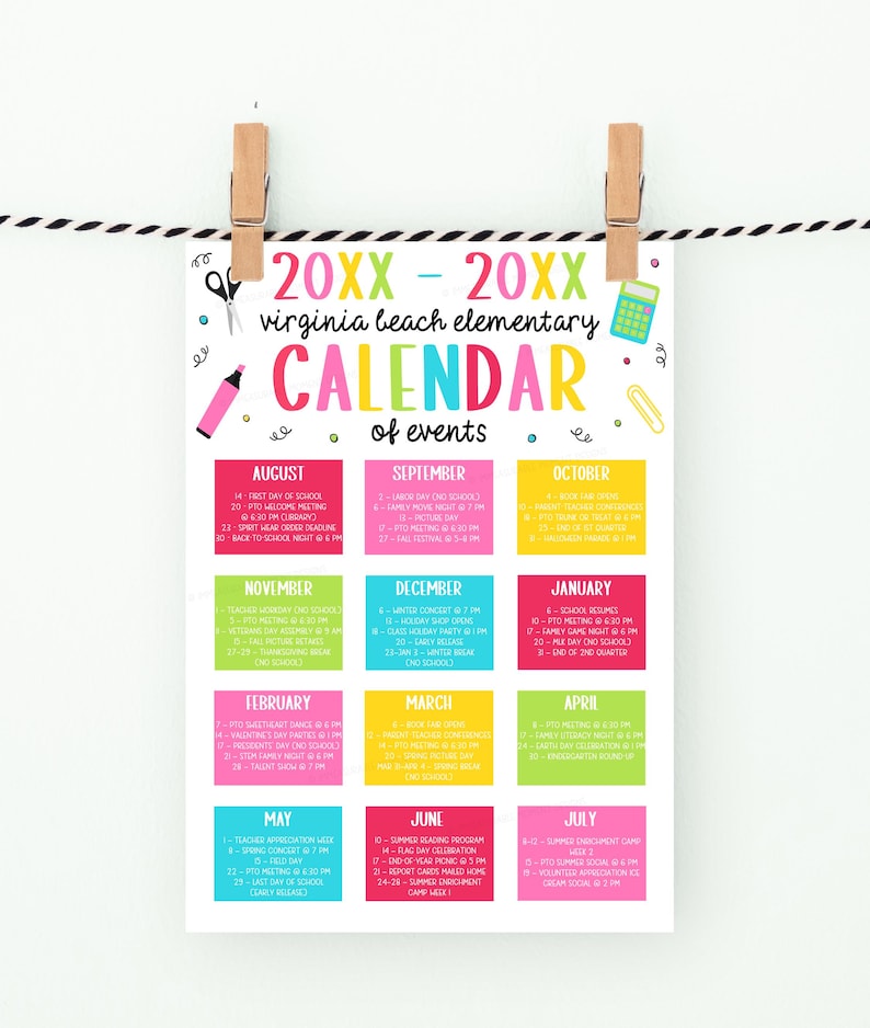 Editable PTO PTA School Calendar Flyer Template, DIY Monthly & Yearly ...