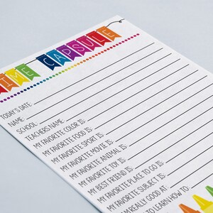 Time Capsule Printable, Kids Student Memory Sheet, School Questionnaire ...