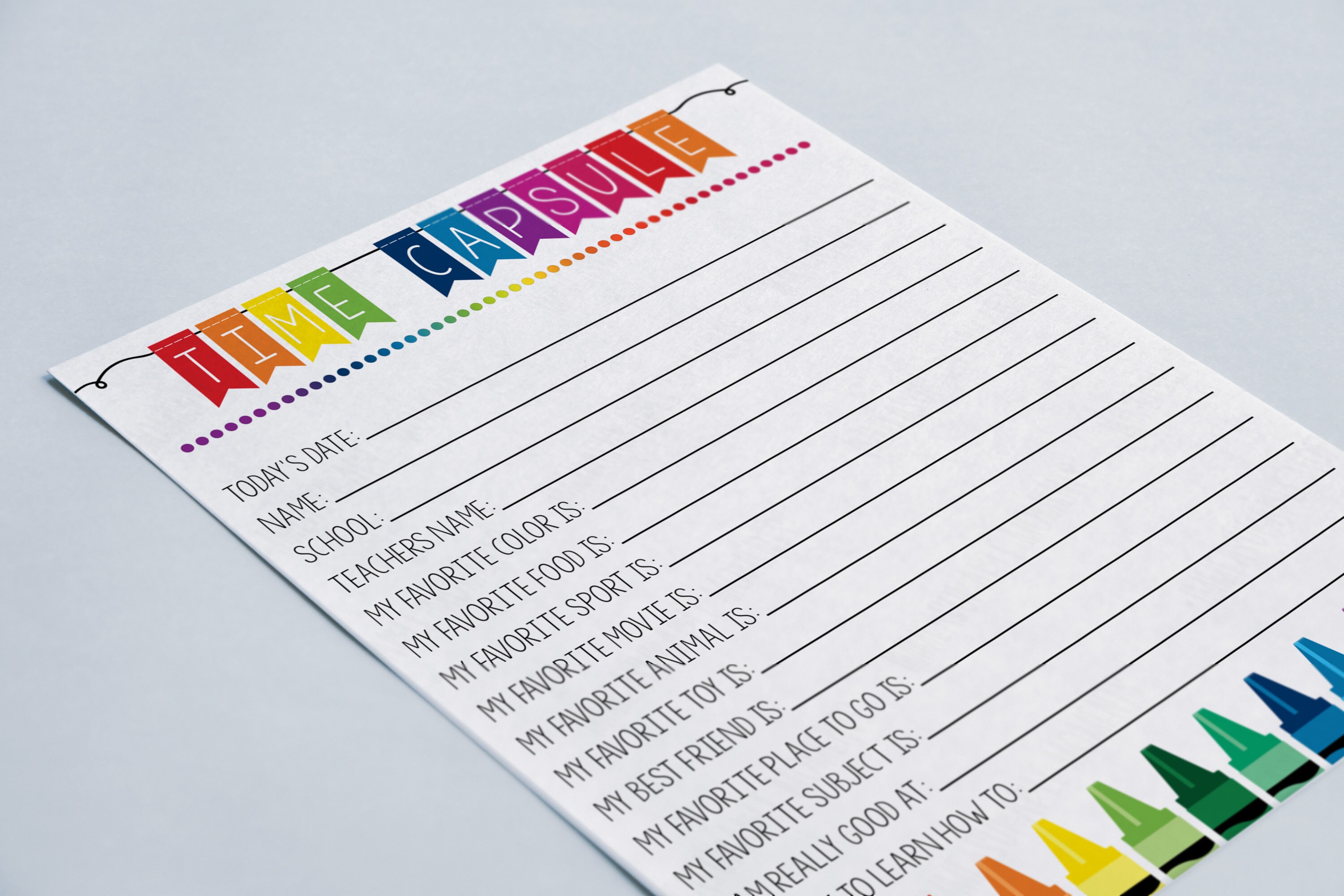 Time Capsule Printable Kids Student Memory Sheet School - Etsy