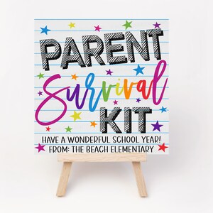 Parent Survival Kit Gift Tag, Printable First Day Back to School Gift ...