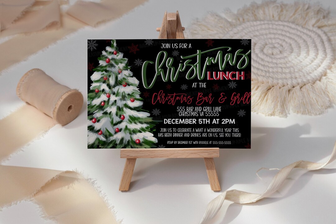 Christmas Lunch Invitation Card, Employee Business Work Fall Christmas ...
