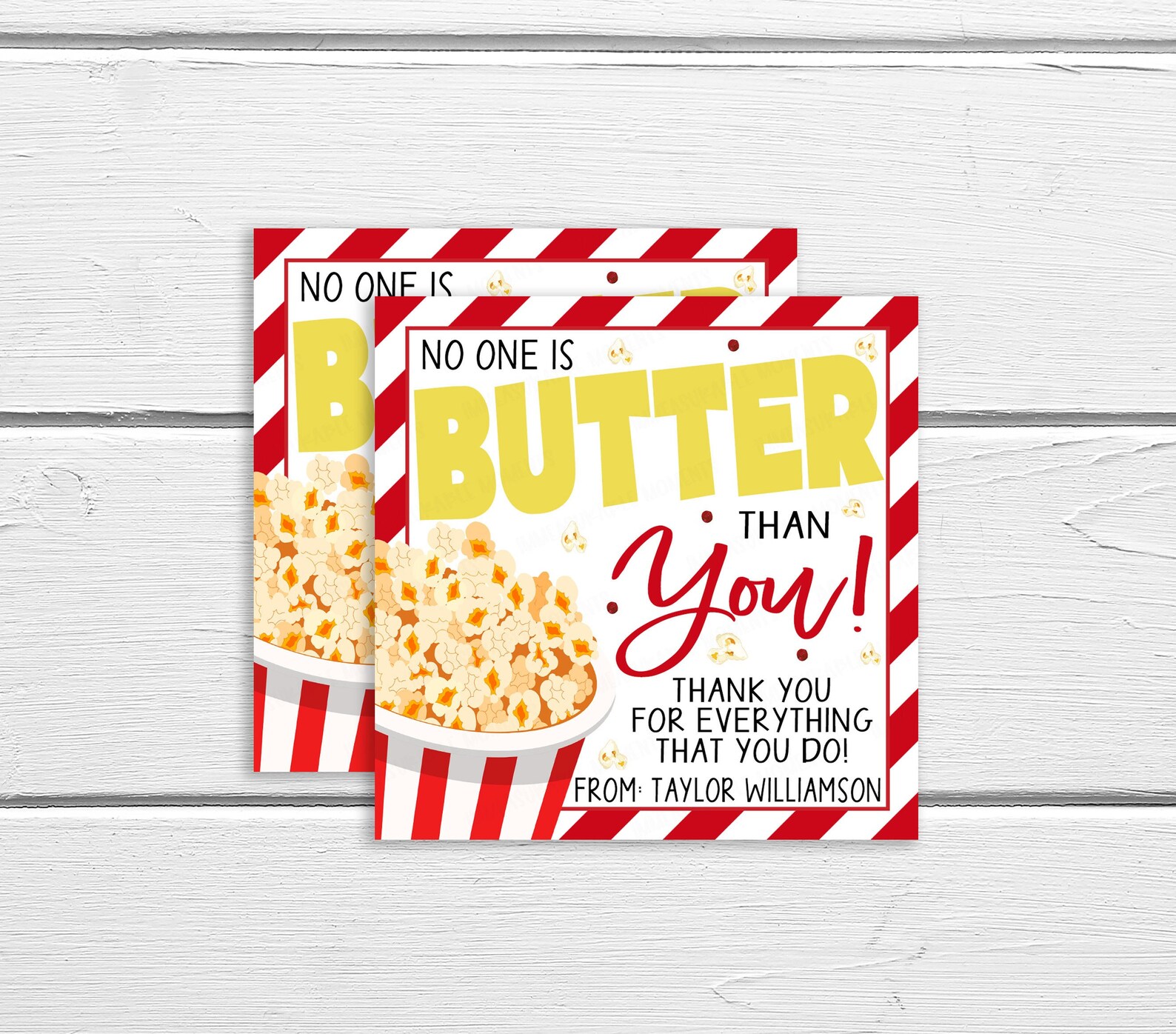 Popcorn Gift Tags No One is Butter Than You Appreciation - Etsy