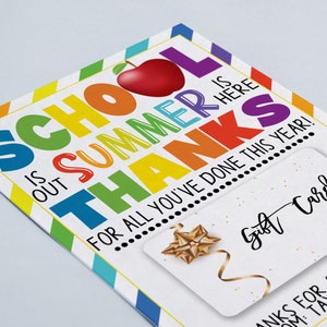 End of School Gift Card Holder, School is Out Summer is Here, Thank You ...