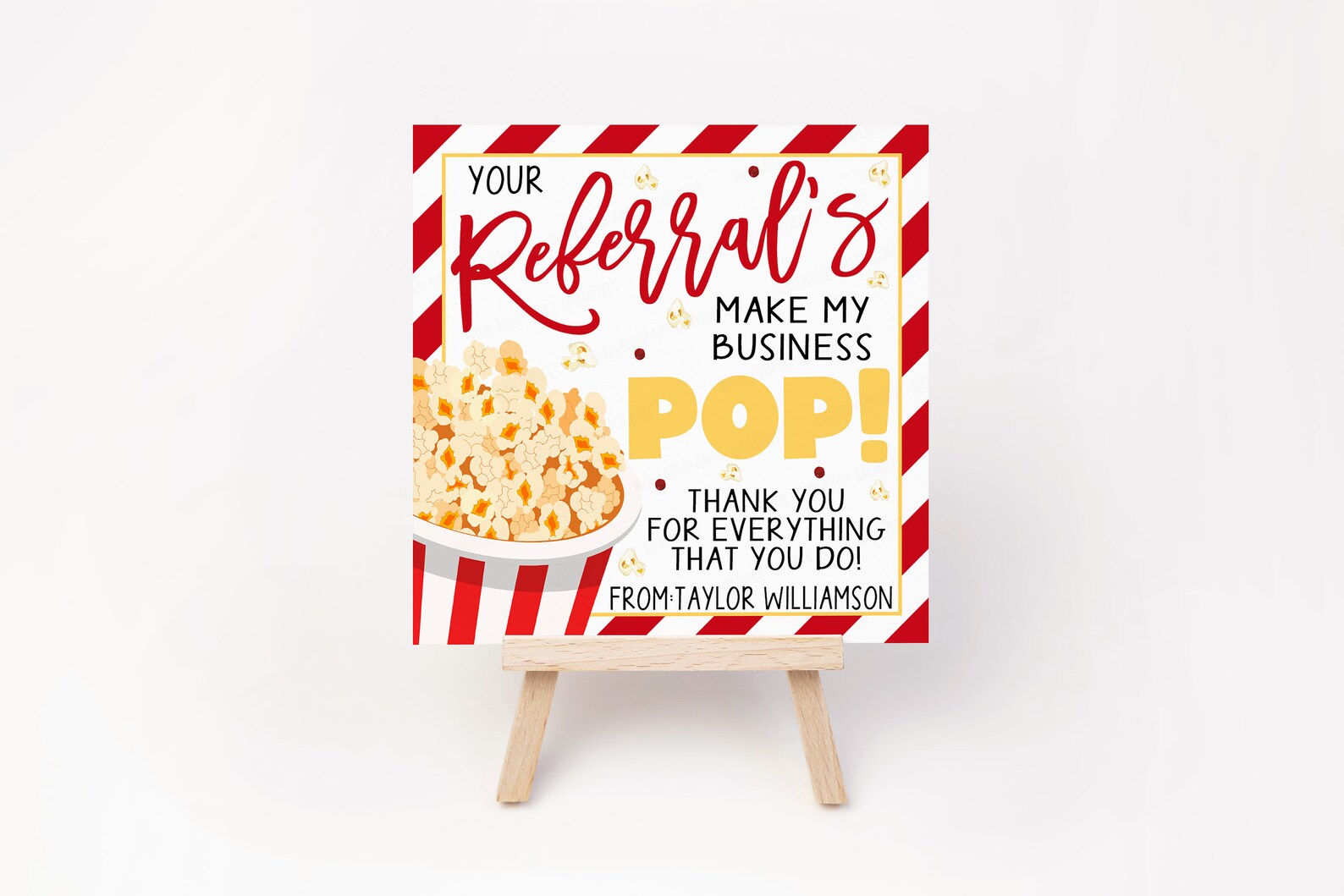 Popcorn Pop-by Gift Tags Your Referrals Make My Business Pop - Etsy