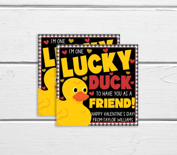 Rubber Duck Gift Tag, Editable Valentine Daycare Preschool School Early ...