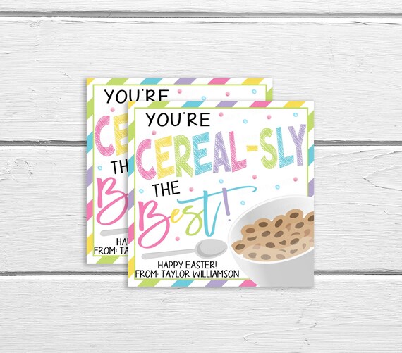 Easter Cereal Gift Tags, Appreciation Label, Editable Cereal Tag, You ...