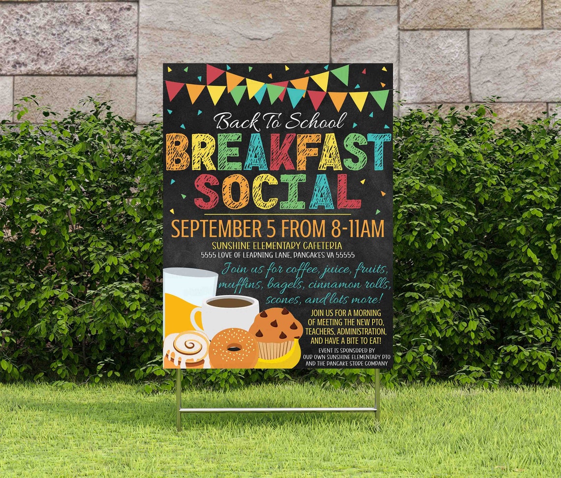 School Breakfast Social Flyer PTO PTA Fundraiser Teachers - Etsy