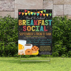 School Breakfast Social Flyer, PTO PTA Fundraiser, Teachers Staff ...