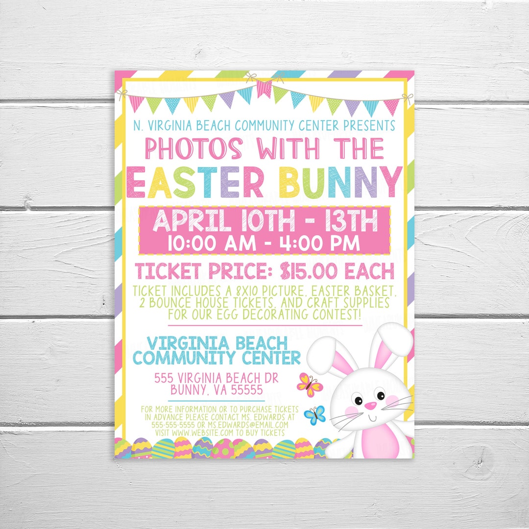 Photos With the Easter Bunny Flyer, Pictures Easter Bunny Invitation ...