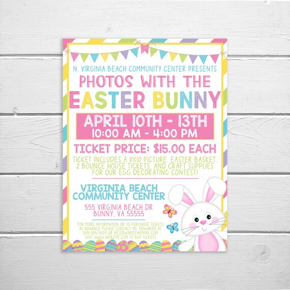 Photos With The Easter Bunny Flyer, Pictures Easter Bunny Invitation ...