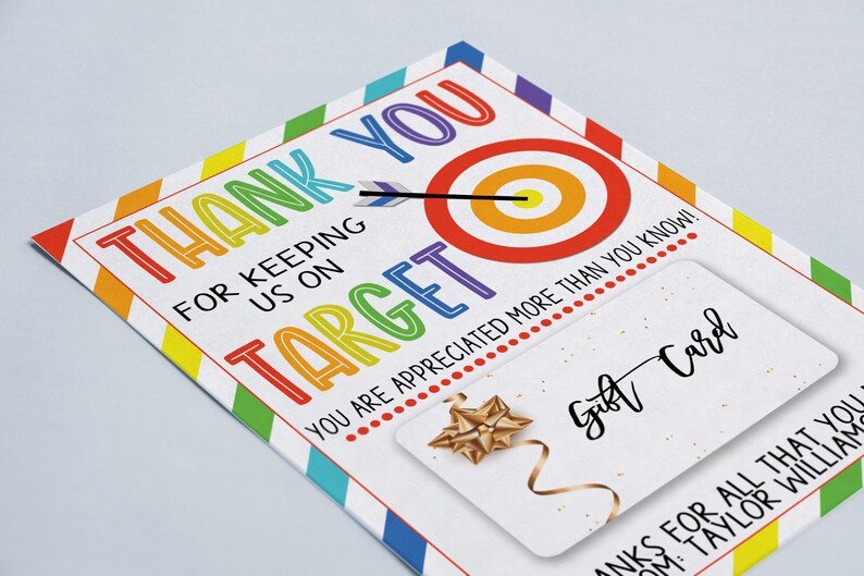 Thank You Target Gift Card Holder, Editable Printable, End of School ...