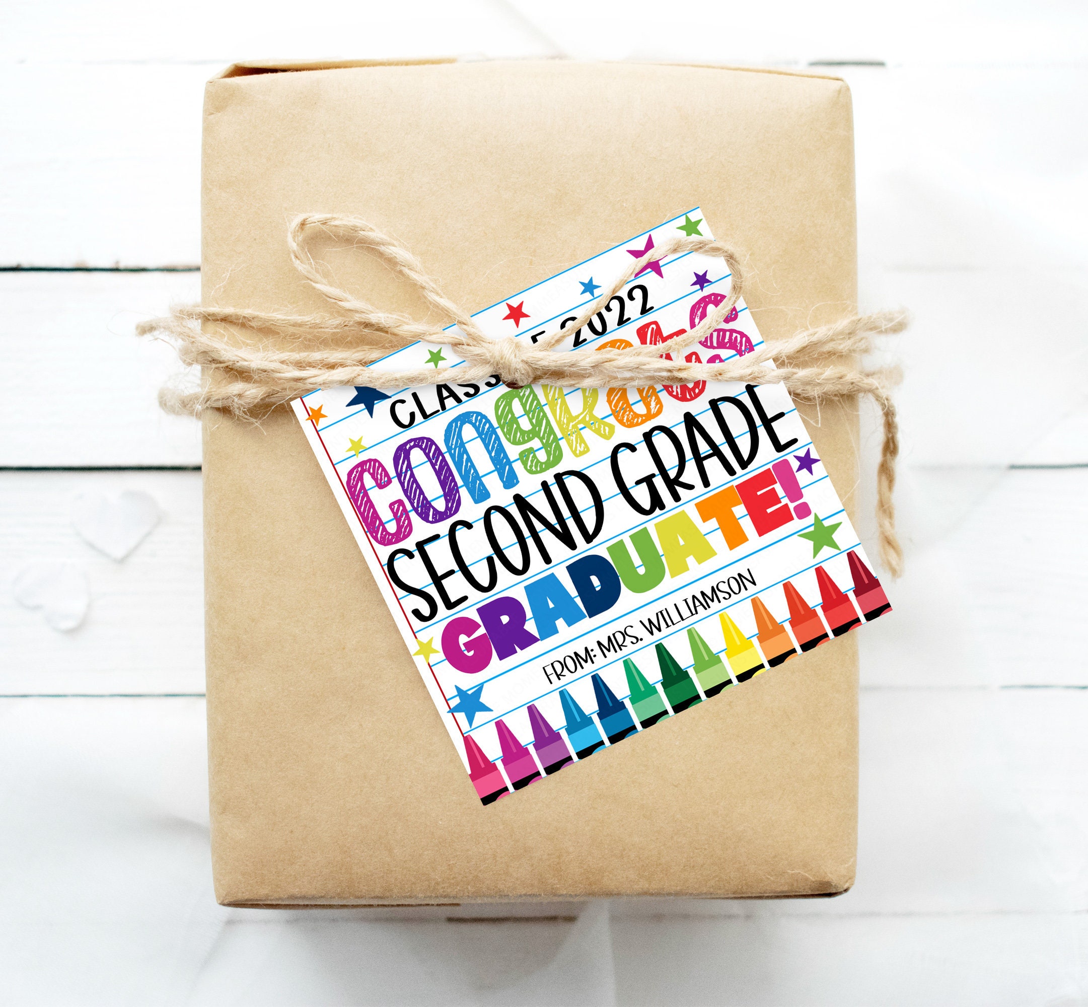 Second Grade Graduation Gift Tag Editable Class of 2022 - Etsy