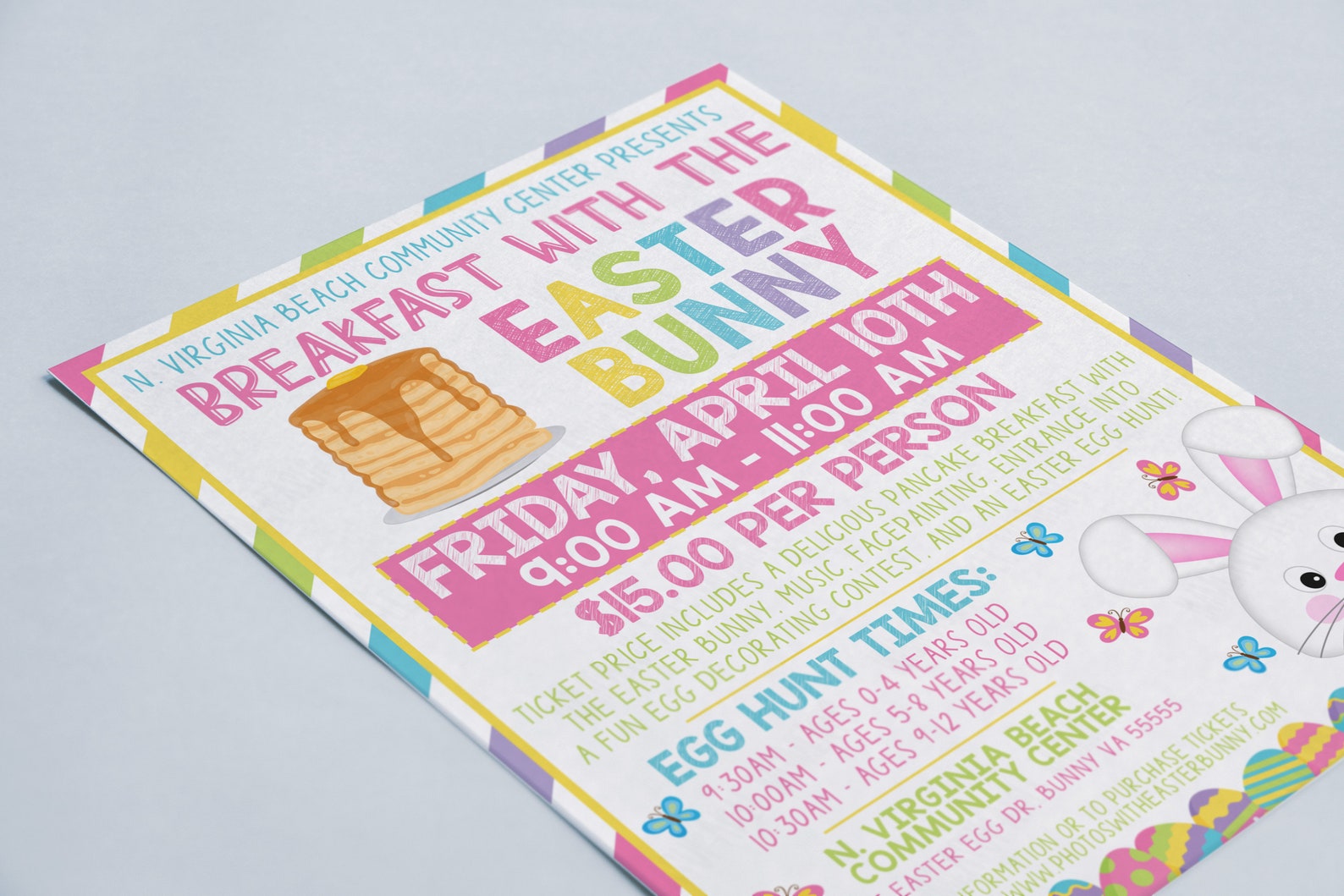 Breakfast With the Easter Bunny Flyer, Brunch Easter Bunny Invitation ...