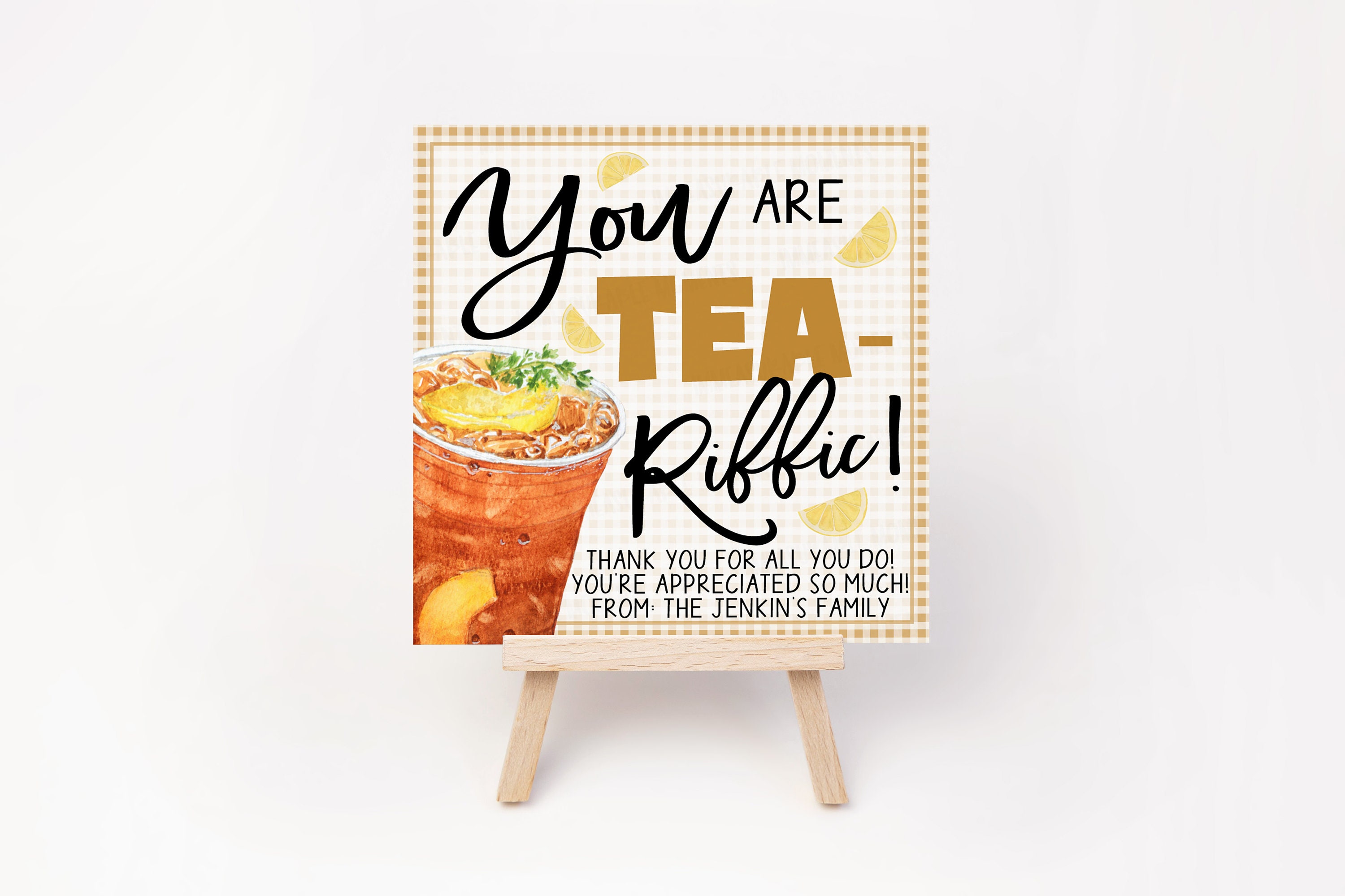 Iced Tea Gift Tag, Editable You Are Tea-riffic, Iced Tea Appreciation ...