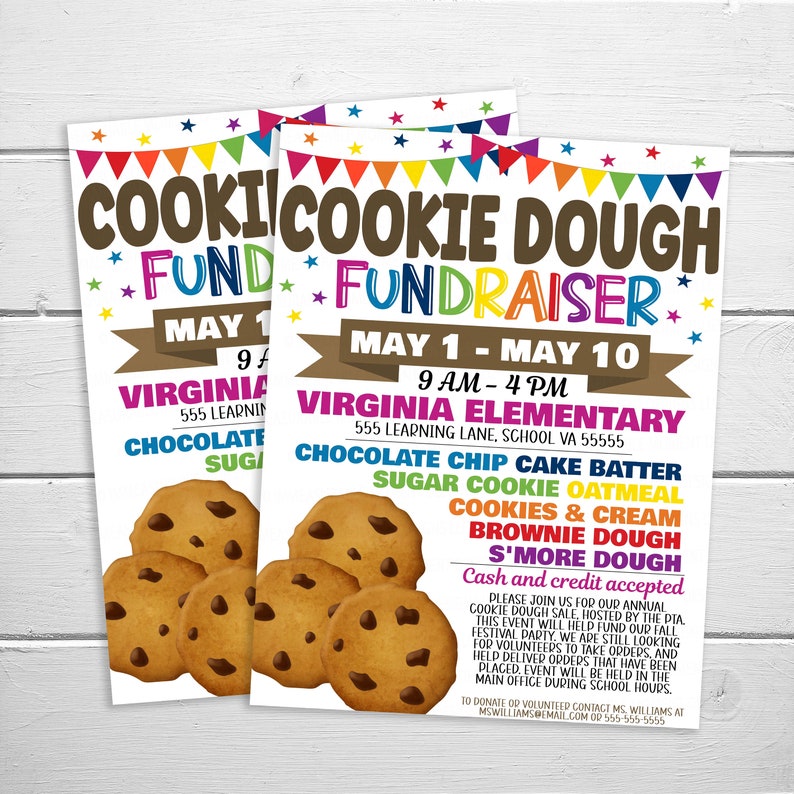 Cookie Dough Fundraiser Flyer, Printable Editable, Church Company ...