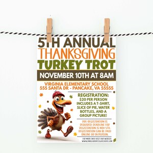 Turkey Trot Flyer, Thanksgiving Fall 5k 10k Race Run Walk Fundraiser ...