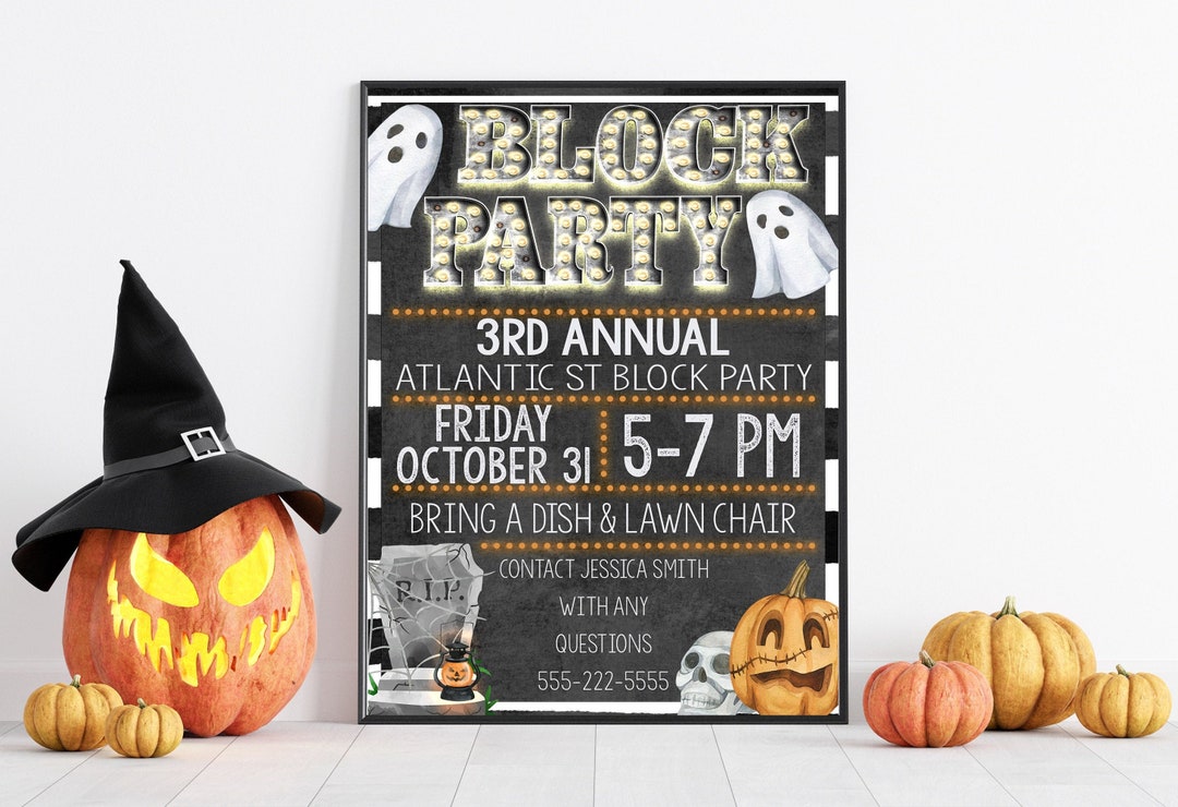 EDITABLE Halloween Block Party Invitation/flyer, Kids Halloween Event ...