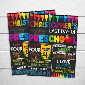 Editable Last Day of Preschool Sign, Last Day of School Back to School ...
