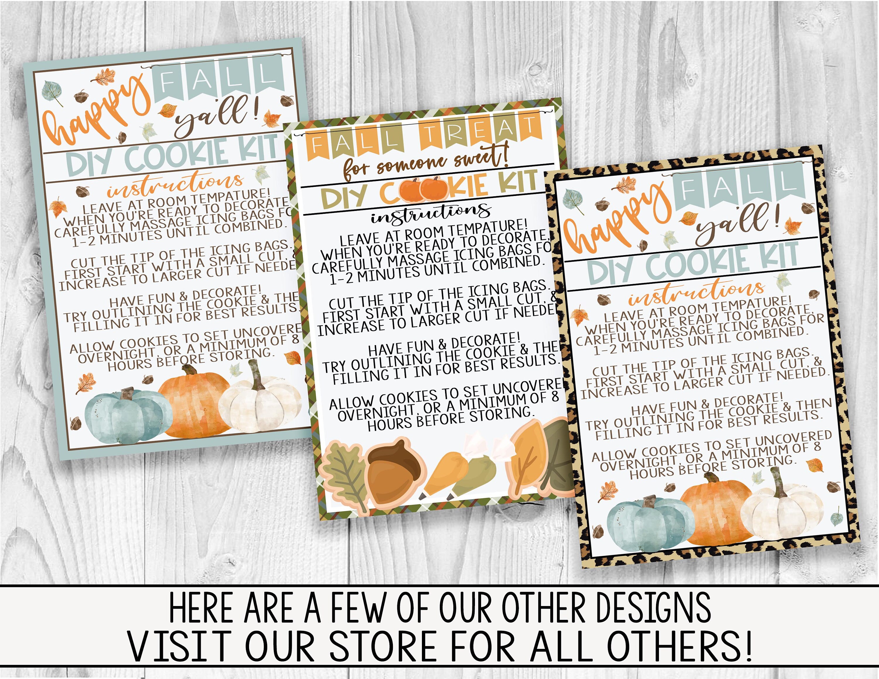 Fall Cookie Tag/card, DIY Cookie Kit Card, Printable Cookie Kit ...