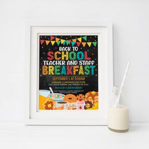 Back to School Teacher Staff Breakfast Flyer, PTO PTA School Fundraiser ...
