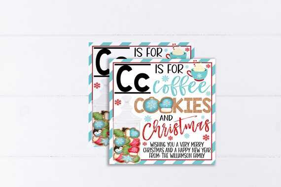 Christmas Cookie Thank You Gift Tag, Editable Teacher Daycare Gift Tag ...