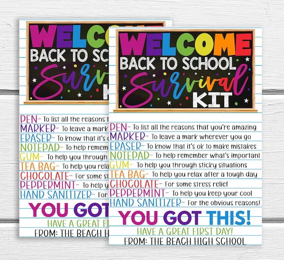 Welcome Back To School Survival Kit Gift Tag, Gift For Teachers Staff ...