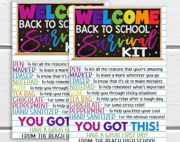 Welcome Back to School Survival Kit Gift Tag Gift for - Etsy