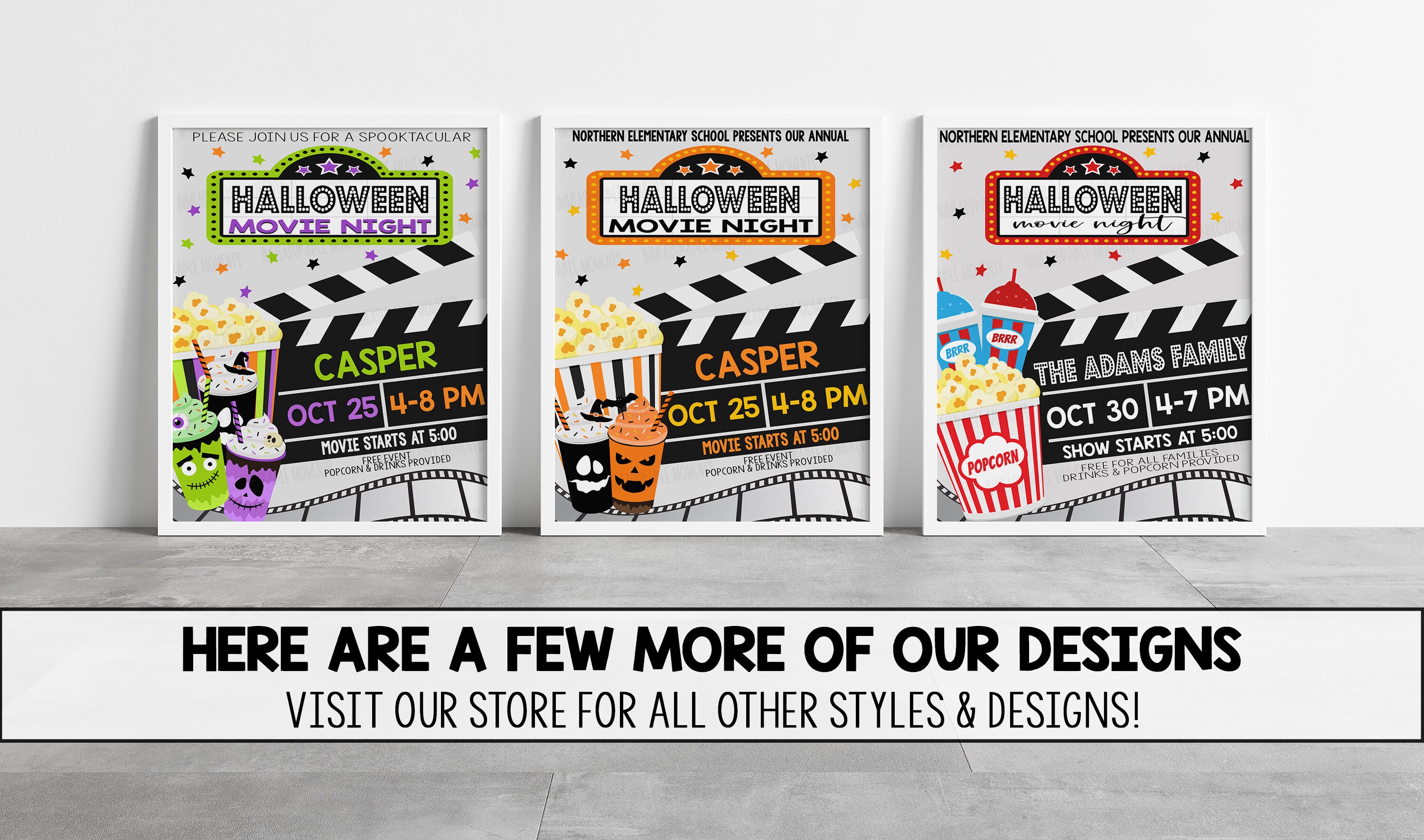 EDITABLE Halloween Movie Night Flyer Invitation Kids | Etsy