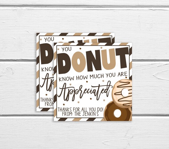 Donut Appreciation Gift Tag, Editable Donut Know How Much You Are ...