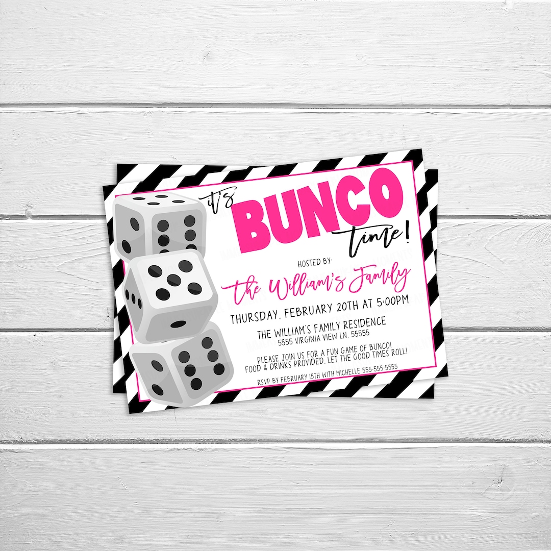 Bunco Night Invitation Flyer, Editable Bunco Dice Party, Breast Cancer ...