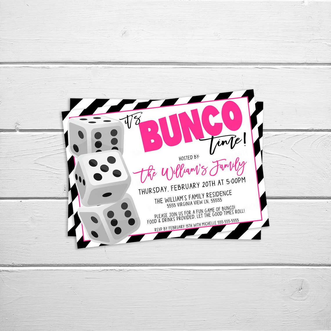 Bunco Night Invitation Flyer, Editable Bunco Dice Party, Breast Cancer ...