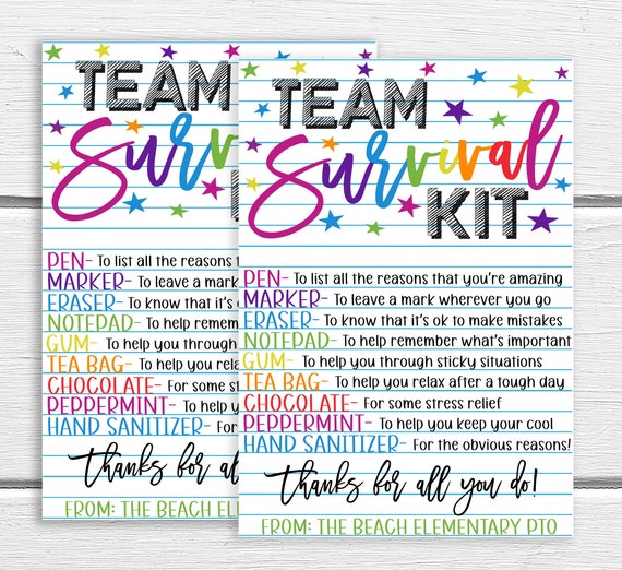 Team Survival Kit Gift Tag, Employee Volunteer Staff Welcome Gift ... Team Survival Kit Gift Tag, Employee Volunteer Staff Welcome Gift ...