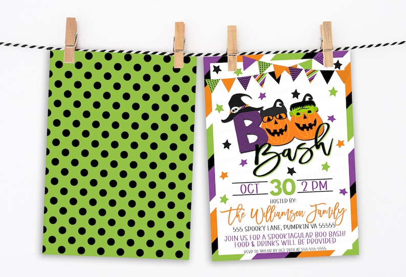Halloween Boo Bash Party Invitation, Fall Birthday Invite, School ...