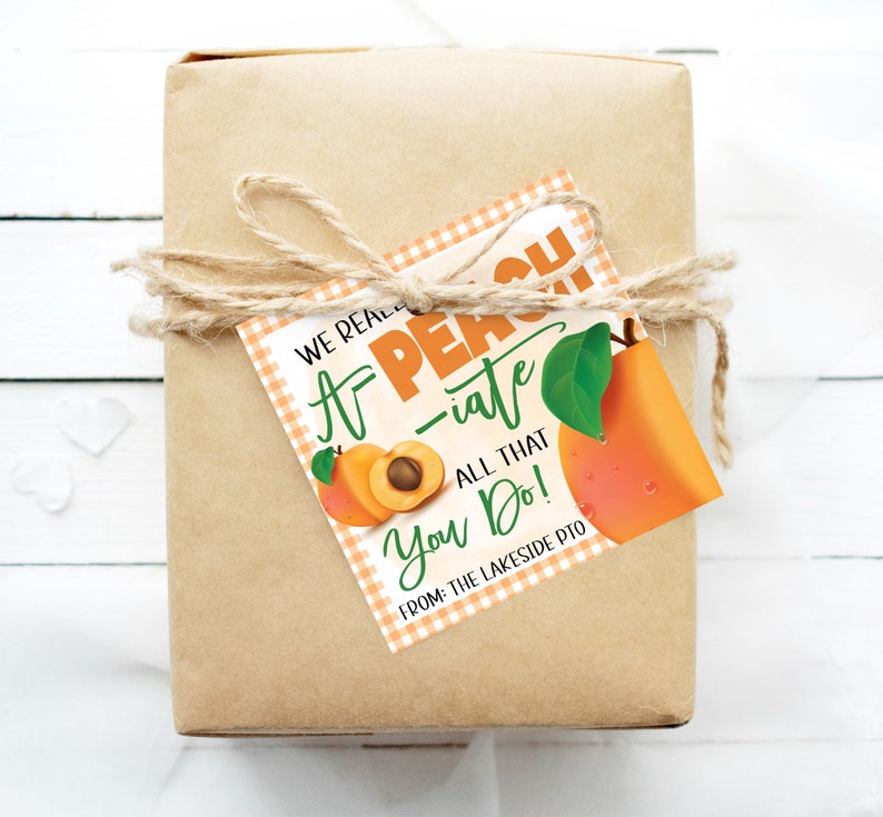 Appreciation Gift Tags, Fruit Peach, Thank You Appreciation Favor Treat ...