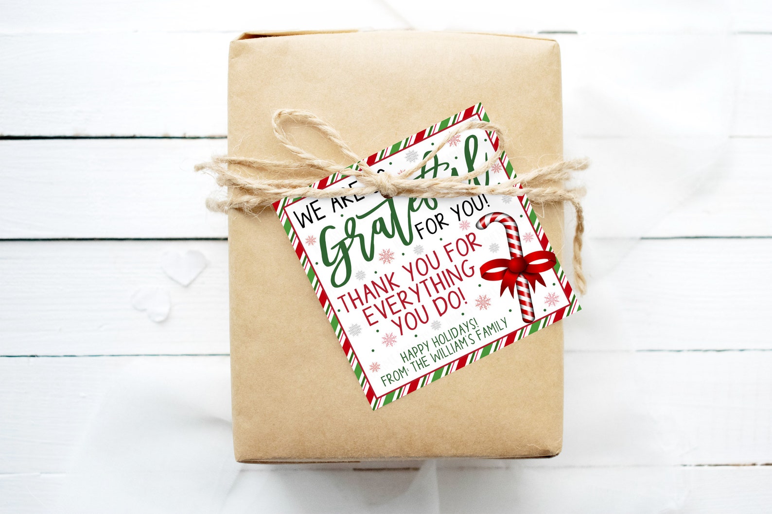 Holiday Appreciation Gift Tag Editable Christmas Thank You - Etsy