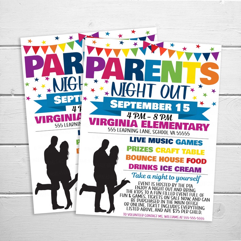 Parents Night Out Flyers - Etsy