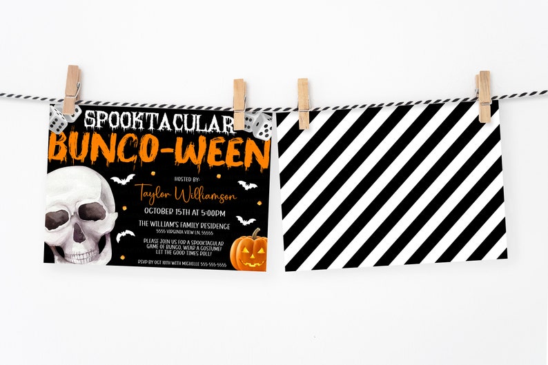 Halloween Bunco Night Invitation Flyer, Editable Fall Dice Party ...