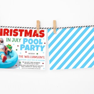 Christmas in July Pool Party Invitation, Tropical Summer Christmas Pool ...